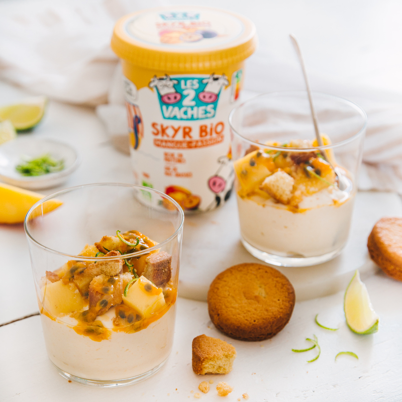 Goûter gourmand au skyr bio mangue-passion - ﻿Les 2 Vaches